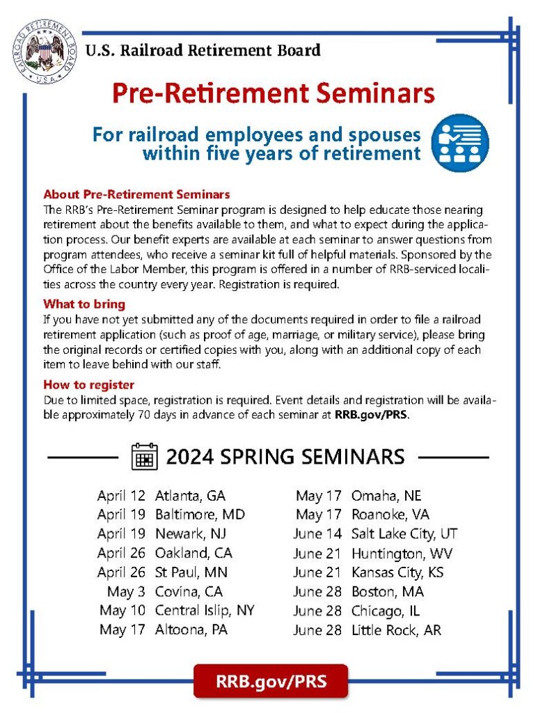 Railroad Retirement Board Pre- Retirement Seminars April through June ...